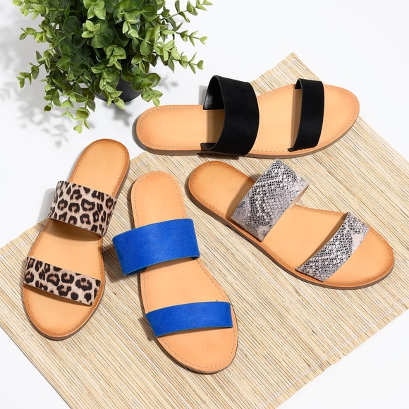 SunnyMia | Shoes | Double Strap Leopard Flat Sandals | Poshmark